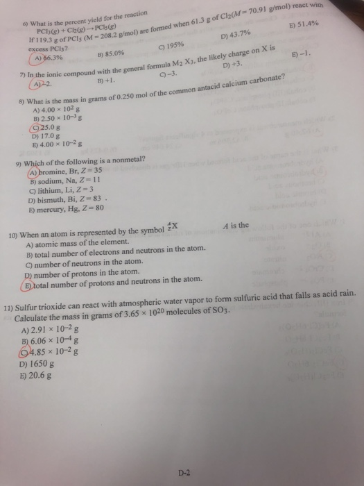 Solved 1) Select the correct name and chemical formula for | Chegg.com