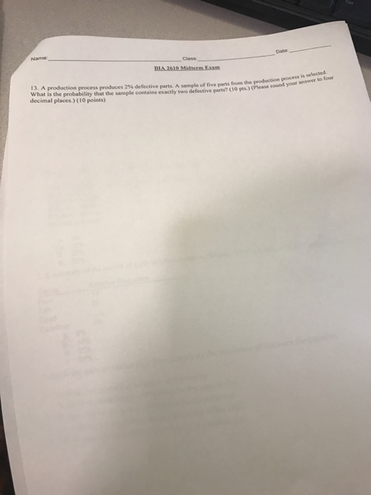 Solved Class 13. A production process produces 2% defective | Chegg.com