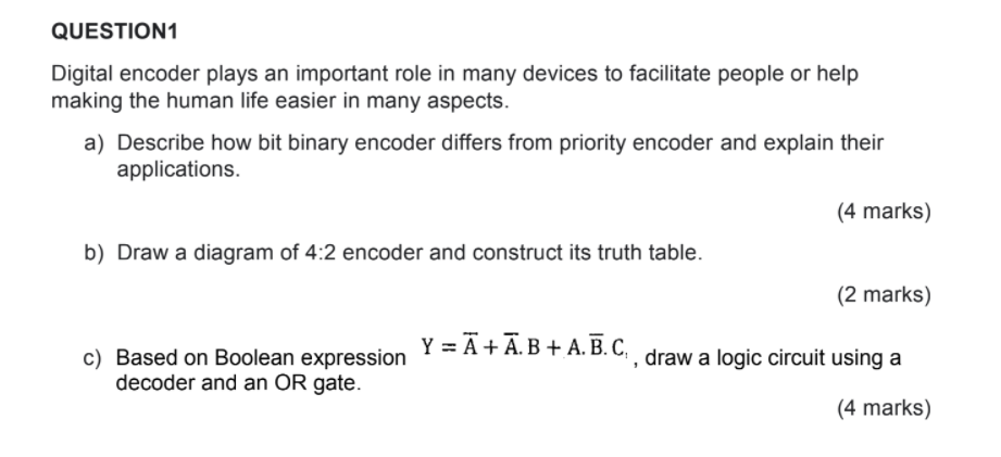 Solved QUESTION1 Digital encoder plays an important role in | Chegg.com