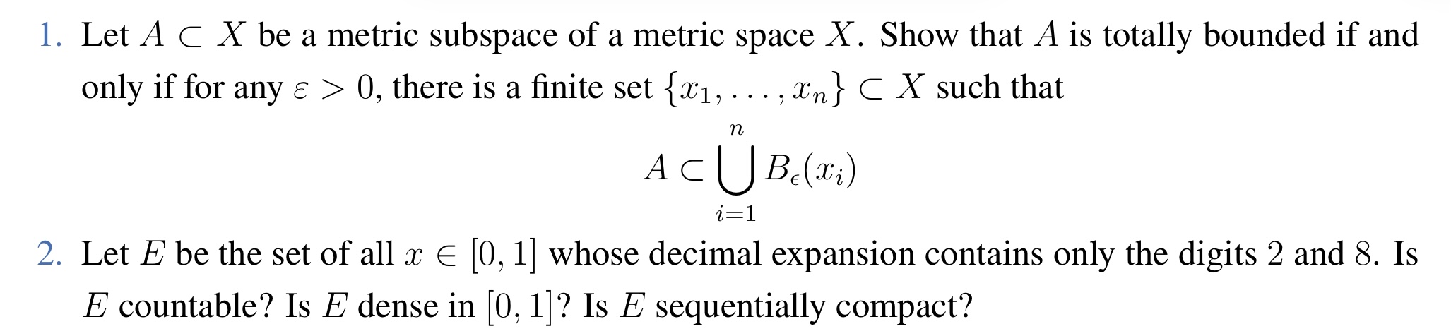 Solved Let Asubx Be A Metric Subspace Of A Metric Space X