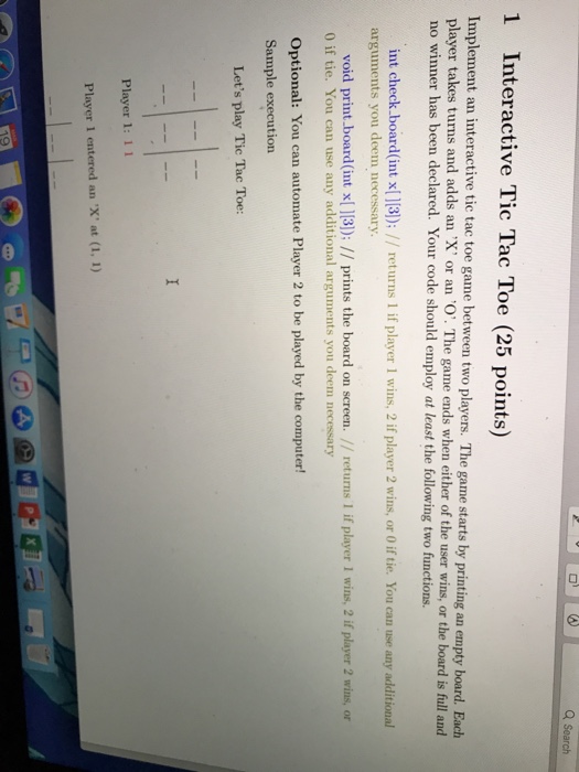 Solved Q Search 1 Interactive Tic Tac Toe (25 points) | Chegg.com