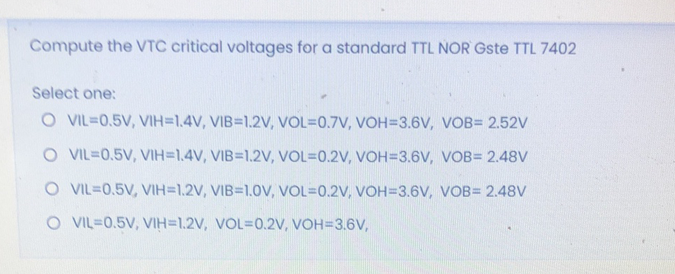 Solved Compute the VTC critical voltages for a standard TTL | Chegg.com