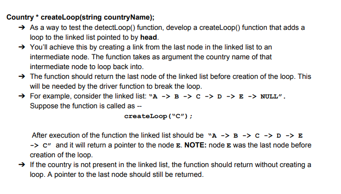 Solved bool detectLoop(); Traverse through the linked list | Chegg.com