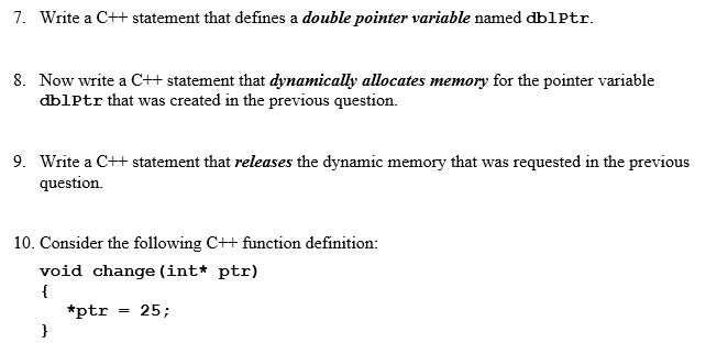 Solved 7. Write a C++ statement that defines a double | Chegg.com