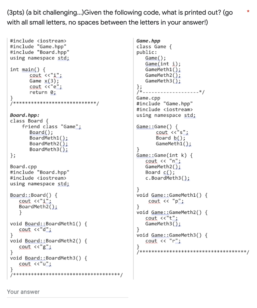 Solved (3pts) (a bit challenging...) Given the following | Chegg.com