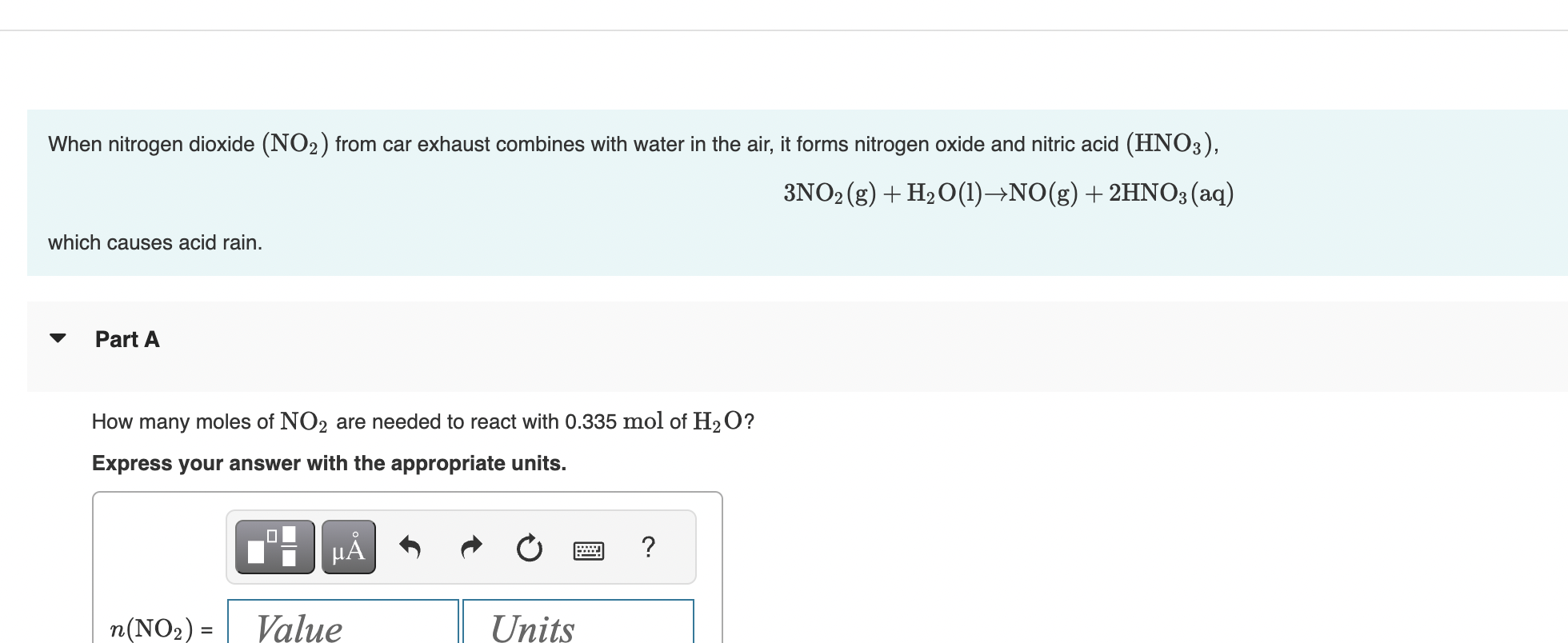 Solved When nitrogen dioxide (NO2) from car exhaust combines | Chegg.com
