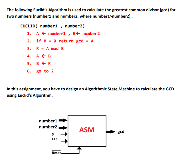 Solved The following Euclid's Algorithm is used to calculate | Chegg.com