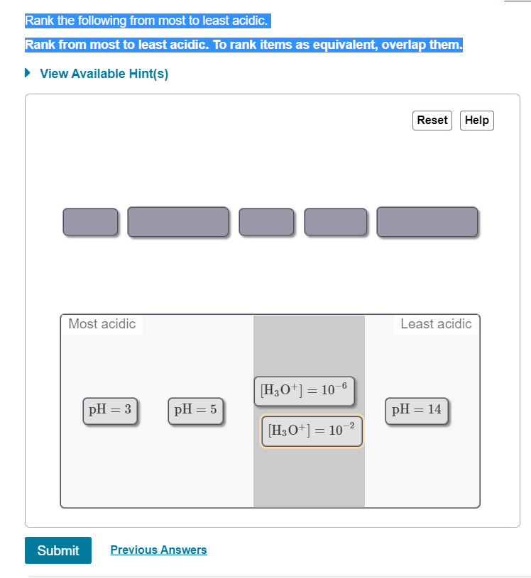Solved Rank the following from most to least acidic. Rank | Chegg.com