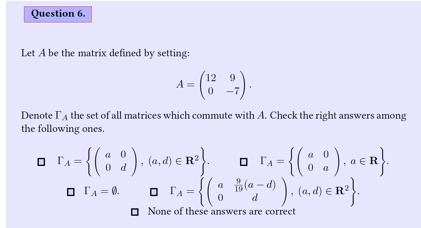 Solved Let A be the matrix defined by setting: A=(1209−7) | Chegg.com