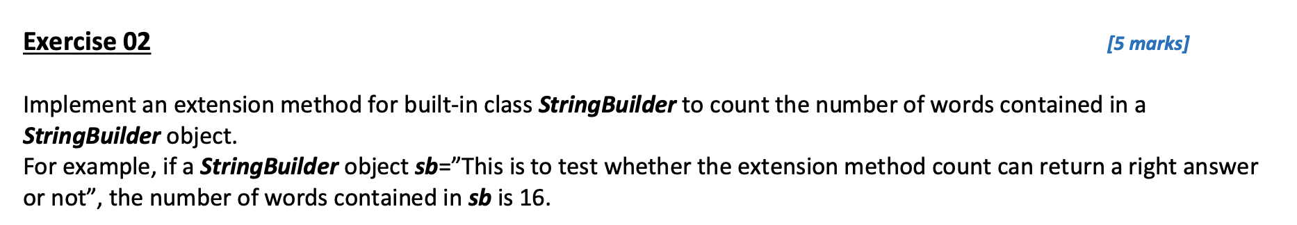  Solved Exercise 02 5 Marks Implement Extension Method Built Class 