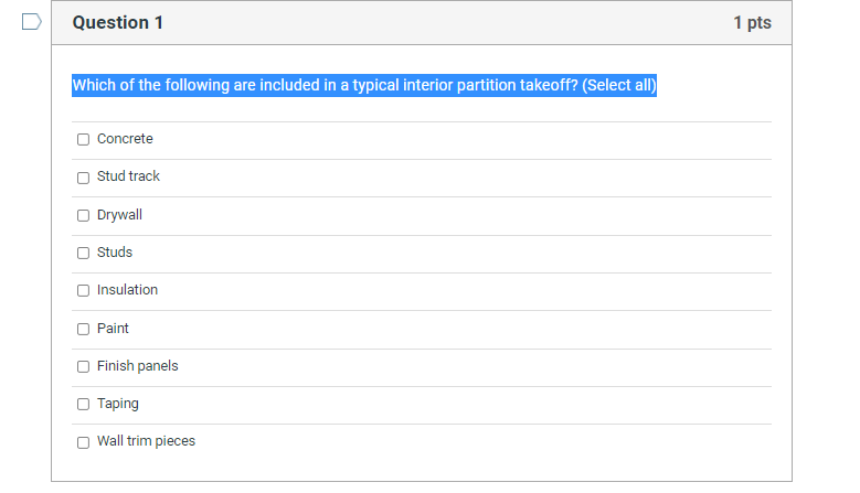 Solved Question 1 1 pts Which of the following are included | Chegg.com