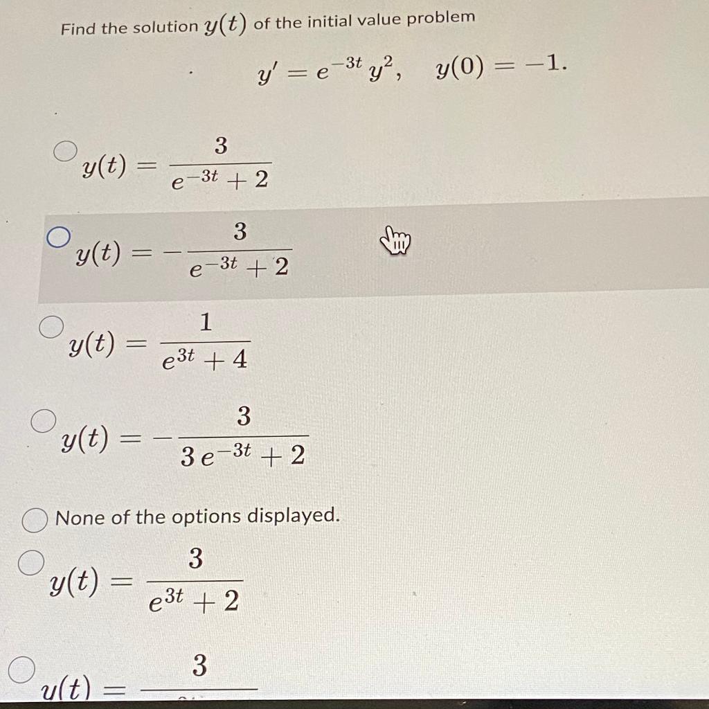 Solved Find the solution y(t) of the initial value problem | Chegg.com