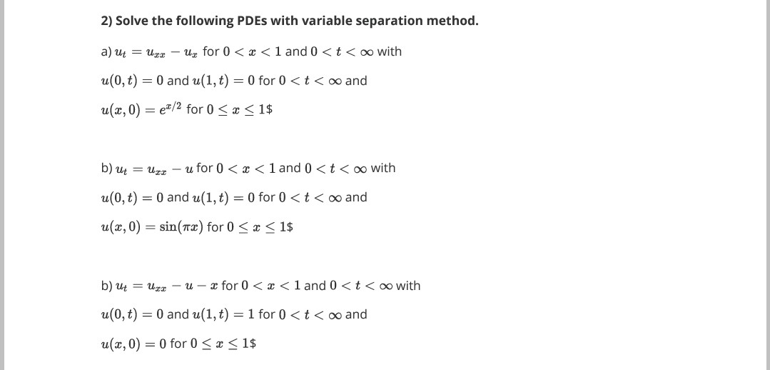 Solved 2 Solve The Following Pdes With Variable Separation