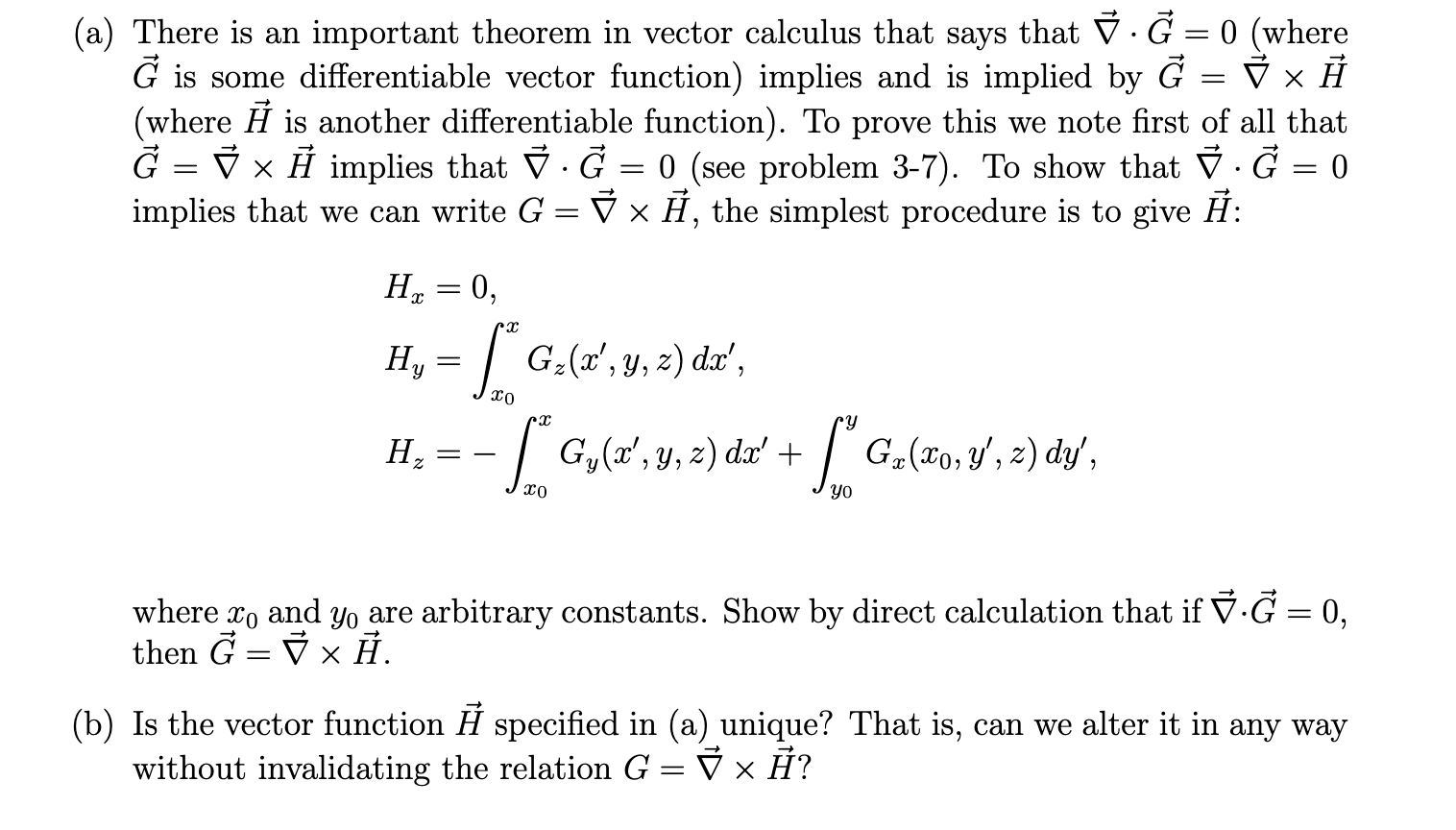 Solved = (a) There is an important theorem in vector | Chegg.com