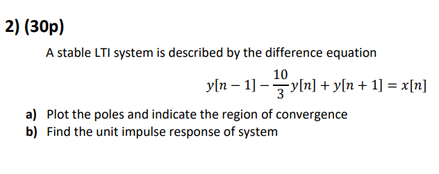 Solved A stable LTI system is described by the difference | Chegg.com