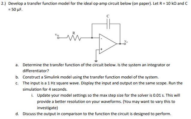 Solved 2.) Develop a transfer function model for the ideal | Chegg.com