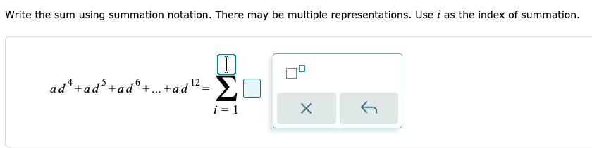 Solved as the index of summation. write the sum using | Chegg.com