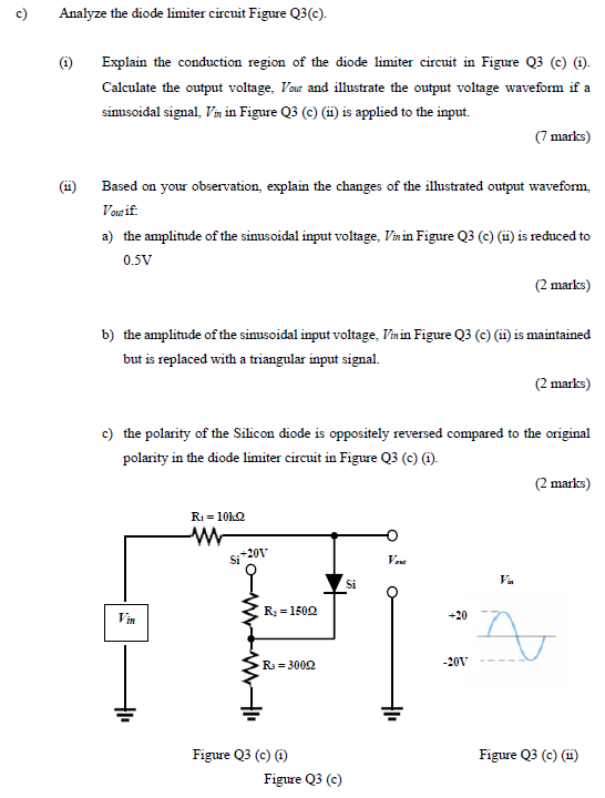 Solved Analyze the diode limiter circuit Figure Q3(). (1) | Chegg.com