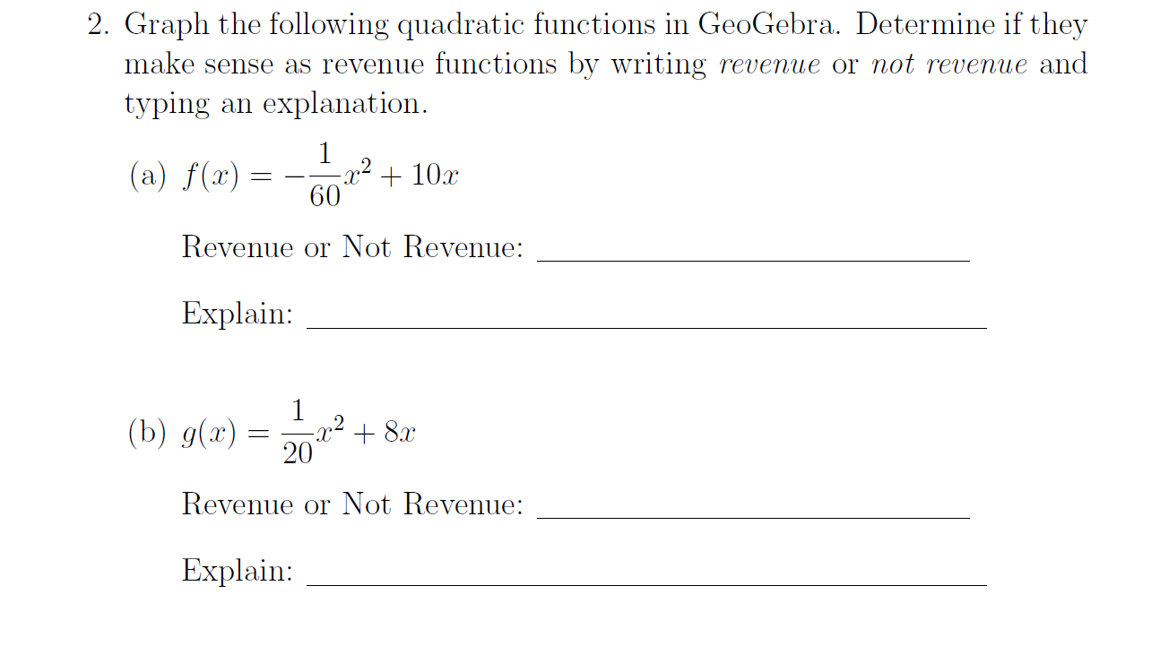 Solved 2. Graph the following quadratic functions in | Chegg.com