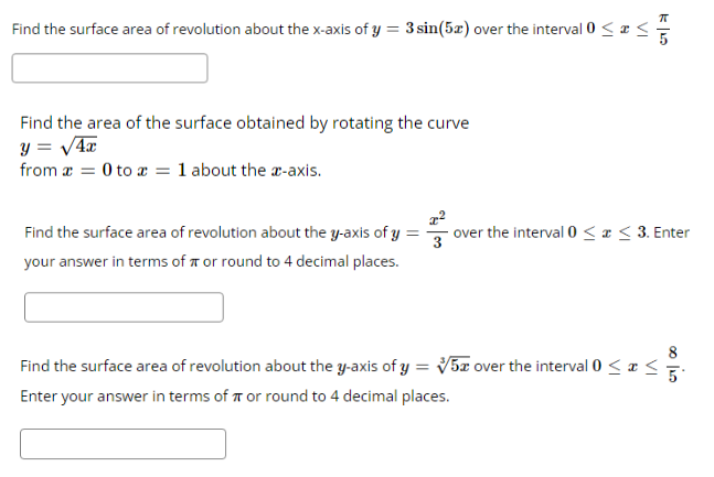 Solved Find the surface area of revolution about the x-axis | Chegg.com