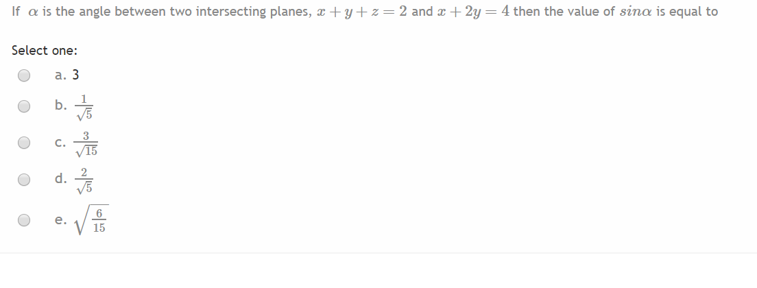 Solved If a is the angle between two intersecting planes, & | Chegg.com