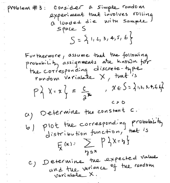 Solved blem \#3: consider a simple random experiment that | Chegg.com