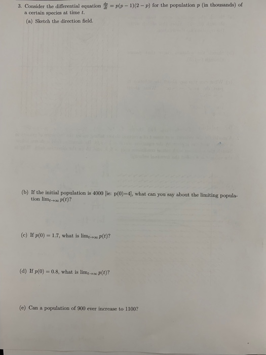 Solved Consider the differential equation dp/dt= p(p-1)(2-p) | Chegg.com