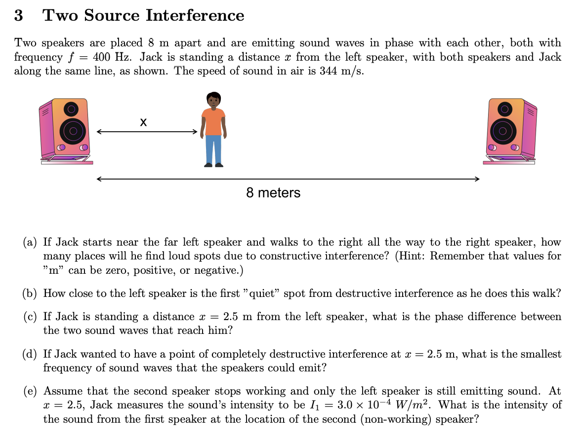 Solved 3 Two Source Interference Two Speakers Are Placed 8 M 4666
