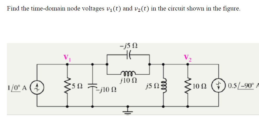 Solved Find the time-domain node voltages vi(t) and v2(t) in | Chegg.com