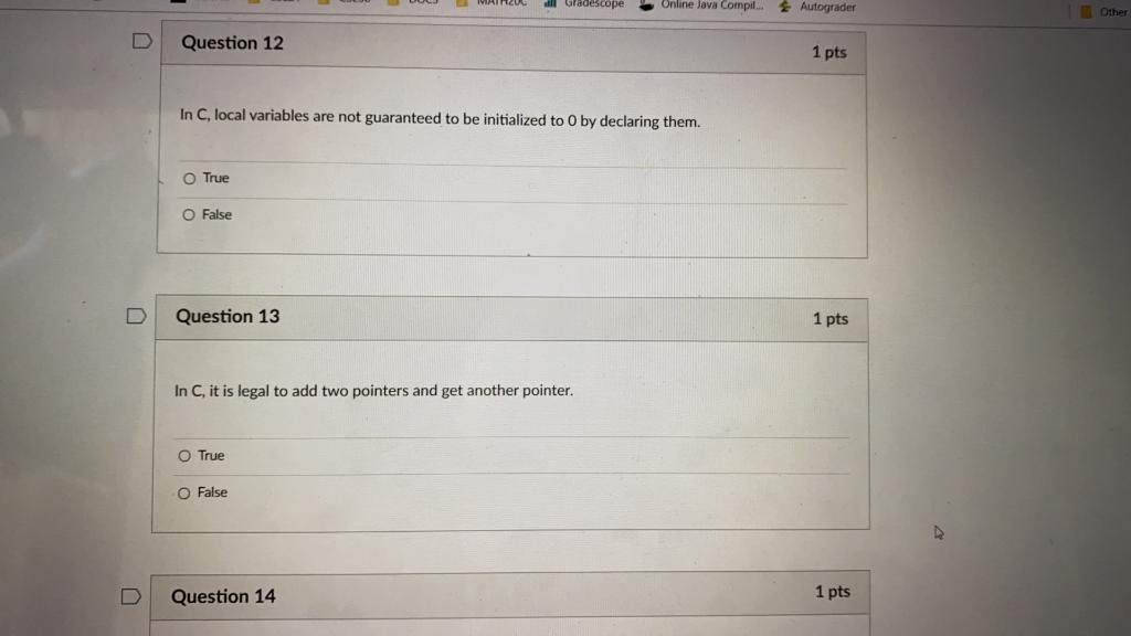 Solved will gradescope Online lava Compil * Autograder Other | Chegg.com