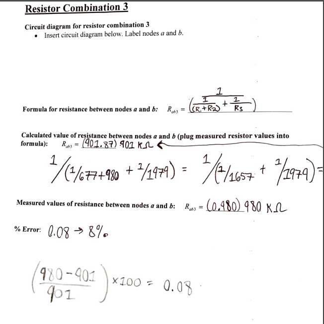 Solved Resistor Combination 1 Circuit diagram for resistor | Chegg.com