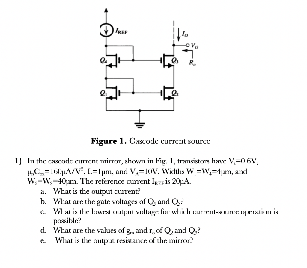 Solved REF 0 Q4 Figure 1. Cascode current source 1) In the | Chegg.com