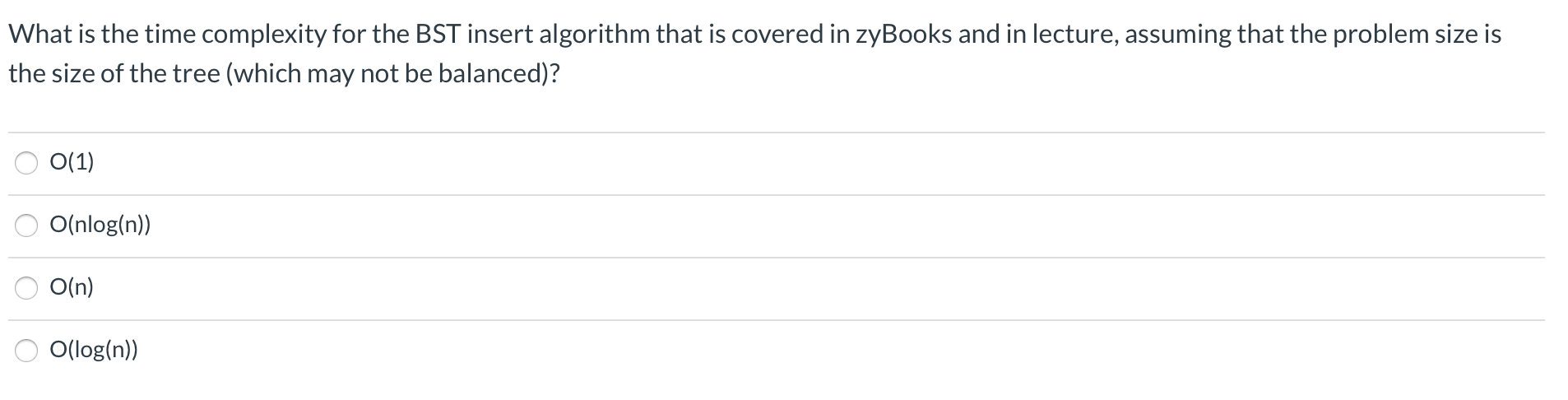 Solved Question 1 1 pts Using the BST insert algorithm that | Chegg.com