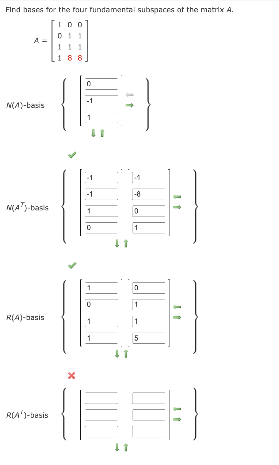 Solved Find bases for the four fundamental subspaces of the | Chegg.com