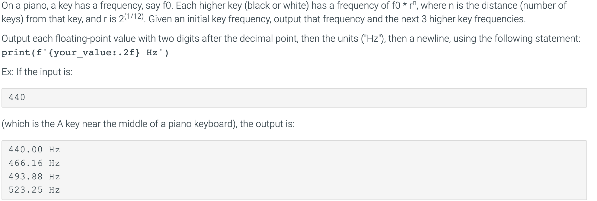 Solved On a piano, a key has a frequency, say fo. Each | Chegg.com