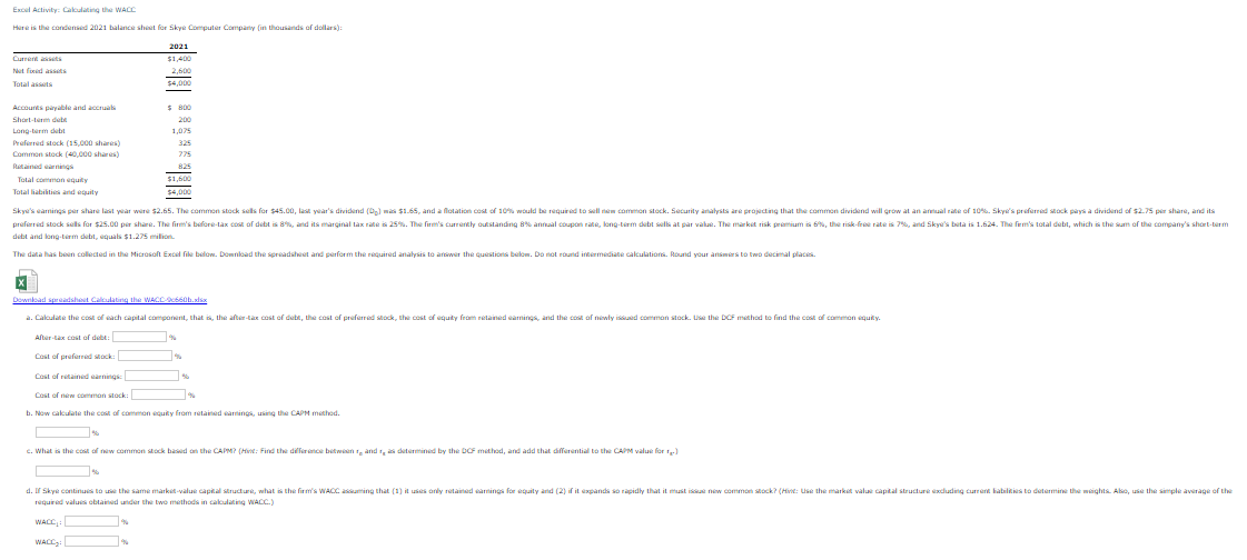 Exoul Activity: Galculating the WAOC Hore is the | Chegg.com