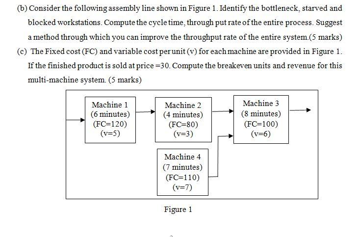 Solved (b) Consider the following assembly line shown in | Chegg.com