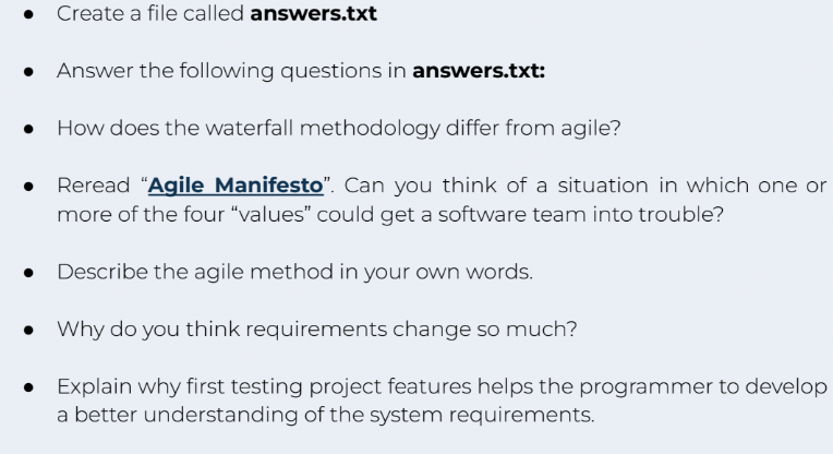Solved - Create a file called answers.txt - Answer the | Chegg.com