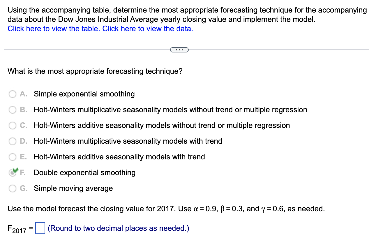Solved Using The Accompanying Table Determine The Most