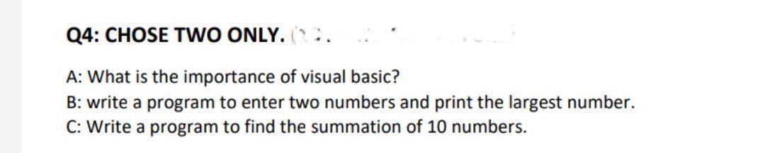 Solved Q4: CHOSE TWO ONLY. A: What is the importance of | Chegg.com