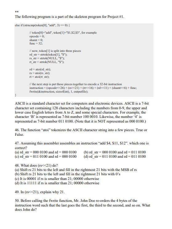 Solved The following program is a part of the skeleton | Chegg.com