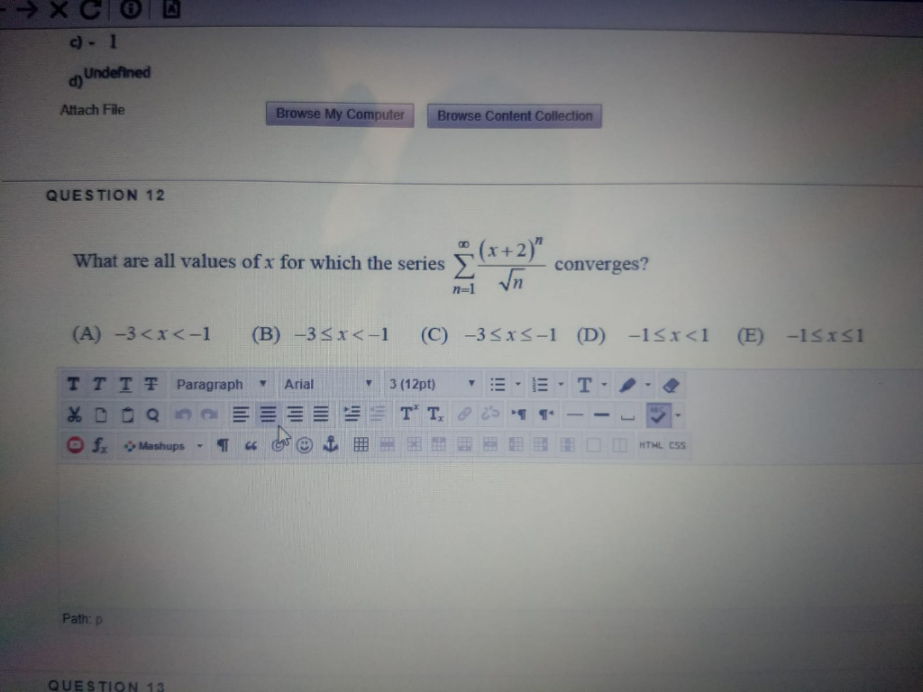 Solved → XCO c) - 1 Undefined d) Attach File Browse My | Chegg.com