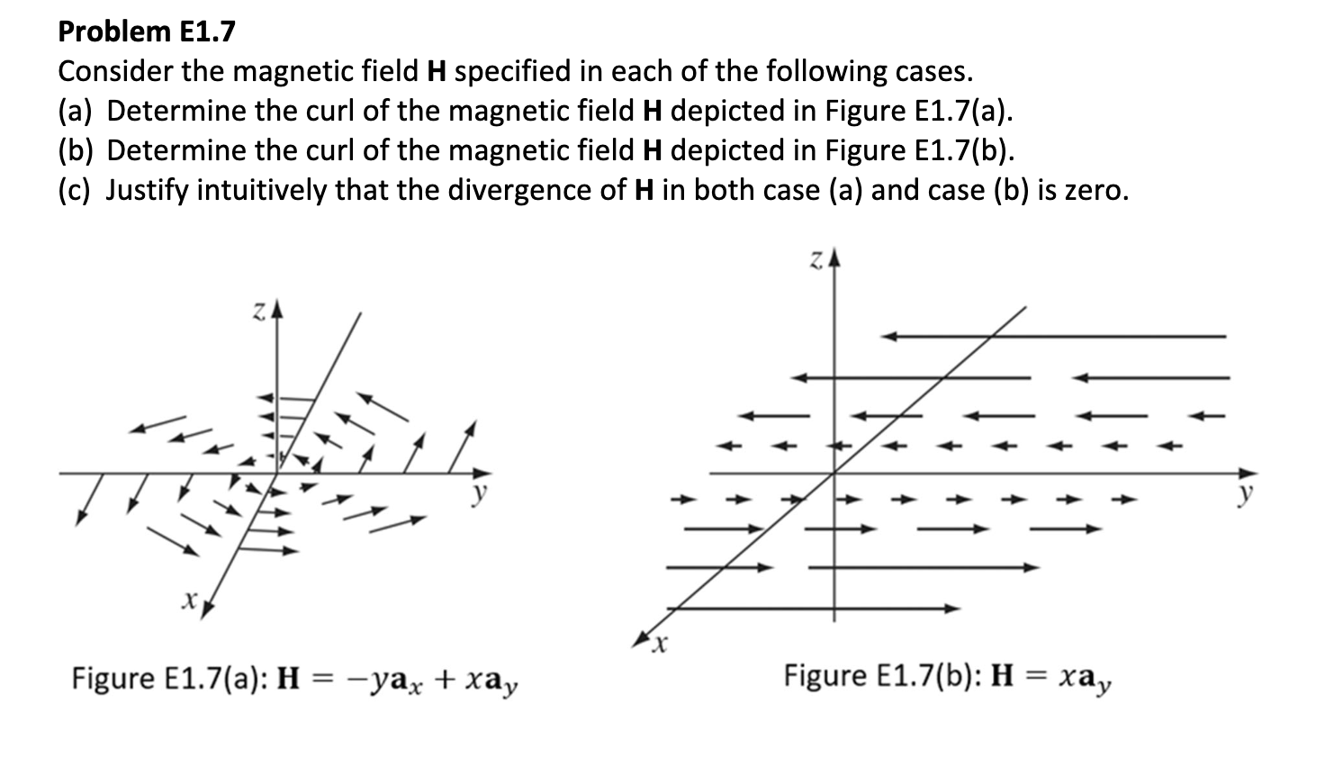 Solved Problem E1.7 Consider the magnetic field H specified | Chegg.com