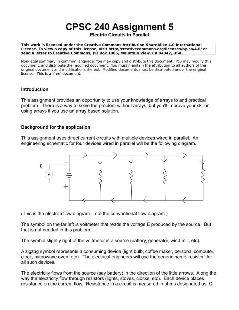 Cpsc 240 Assignment 5 Electric Circuits In Parallel 