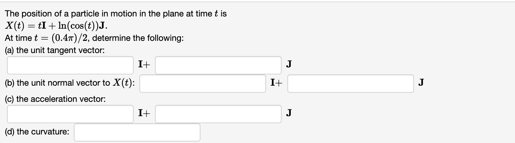 Solved The position of a particle in motion in the plane at | Chegg.com