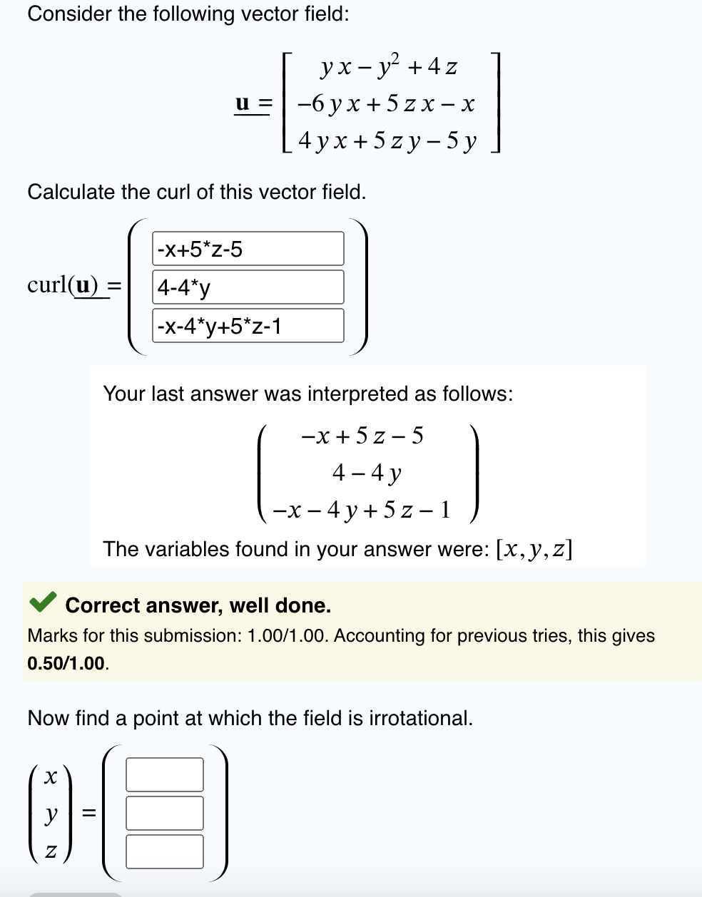 Consider the following vector field: | Chegg.com
