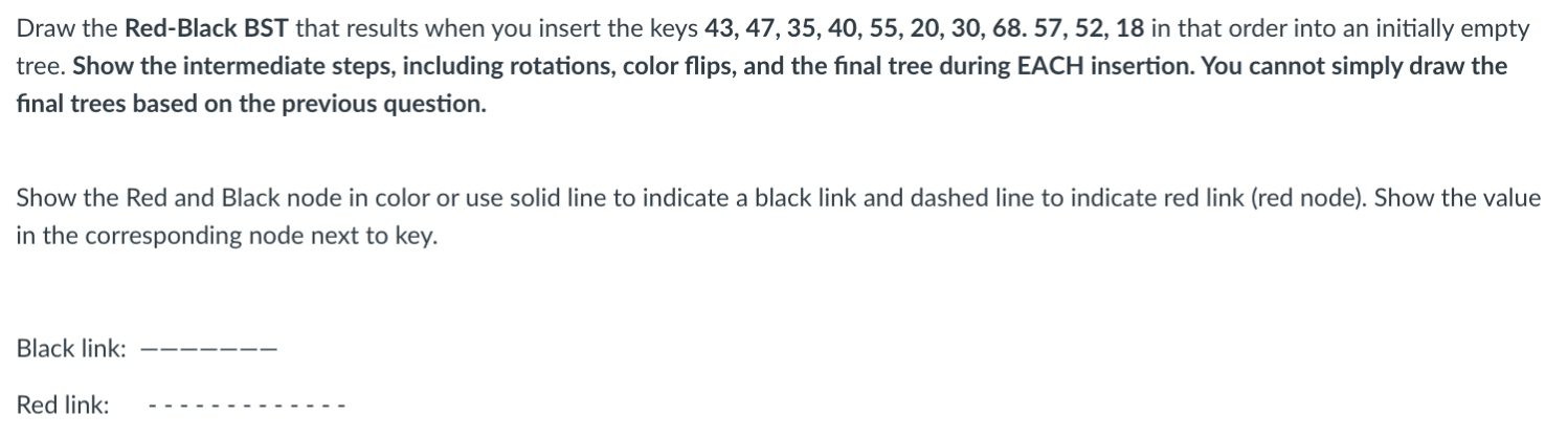 Solved Draw the Red-Black BST that results when you insert | Chegg.com