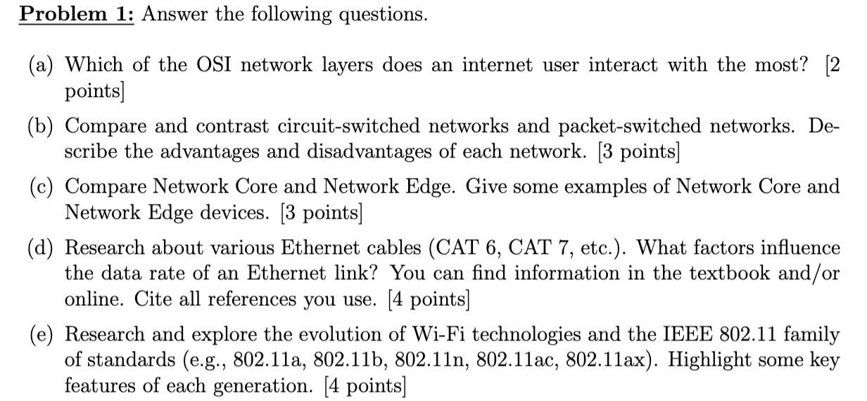 Problem 1: Answer the following questions.(a) ﻿Which | Chegg.com