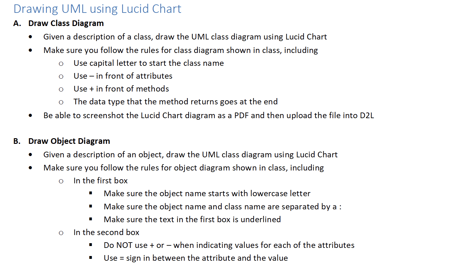 Drawing UML using Lucid Chart A. Draw Class Diagram | Chegg.com