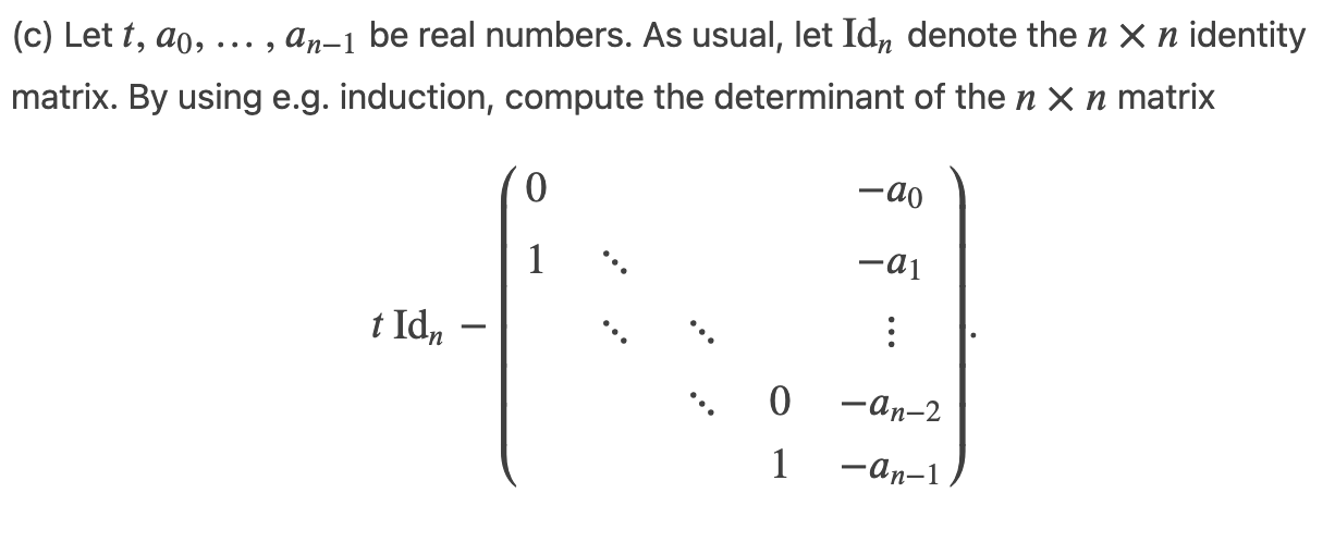 Solved Let 𝑡,𝑎0,…,𝑎𝑛−1t,a0,…,an−1 be real numbers. As | Chegg.com